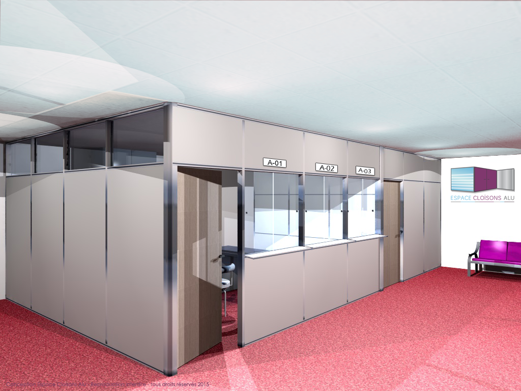 Types de configuration en vue 3D | Espace cloisons Alu
